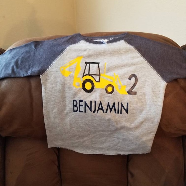 2nd Birthday Backhoe Shirt for Boys – Construction Theme Two Year Old ...