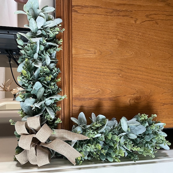 Farmhouse Corner Swag, Small Greenery Garland, Corner Wall Hanging ...