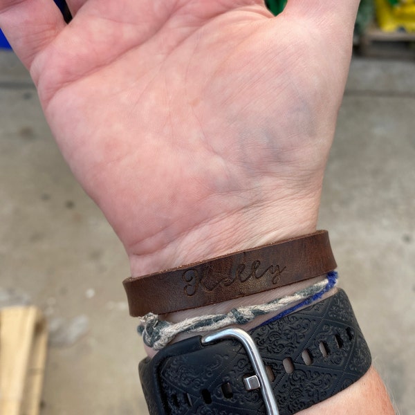 Personalized Leather Bracelet Engraved Leather #your Hashtag Bracelet ...