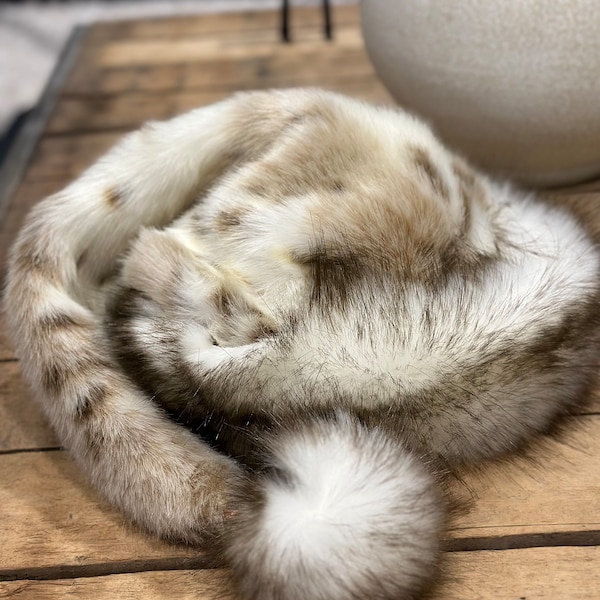 Snow Leopard Faux Fur Santa Hat With Brown and White Trim - Etsy
