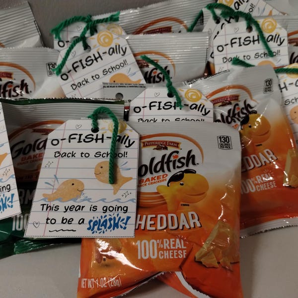 O-fish-ally Back to School Tag | Printable First Day Gift Tag | Student ...