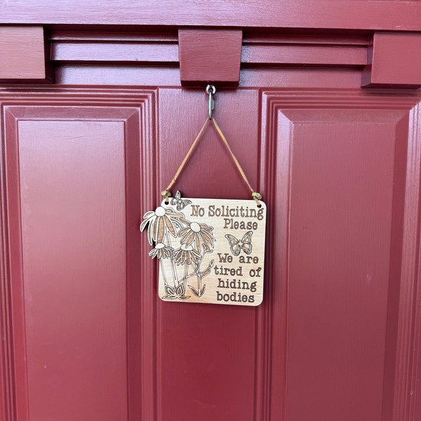 No Soliciting Sign - Mini Doorbell Sign - Funny Outdoor Sign - Engraved ...