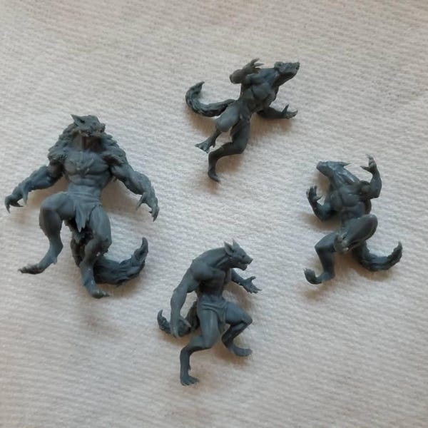 Werewolves (4 Different Models) | 28mm and 32mm Scale | 65mm | Resin ...