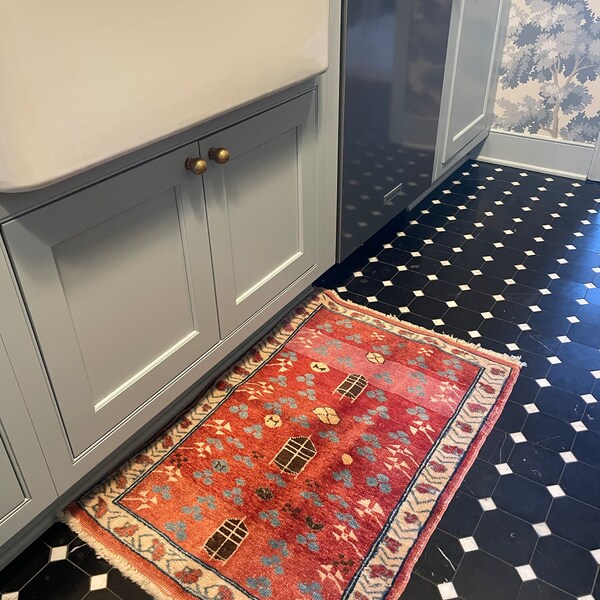 3X3 Ft Square Vintage Hand Knotted Turkish Accent/scatter/small Rug ...