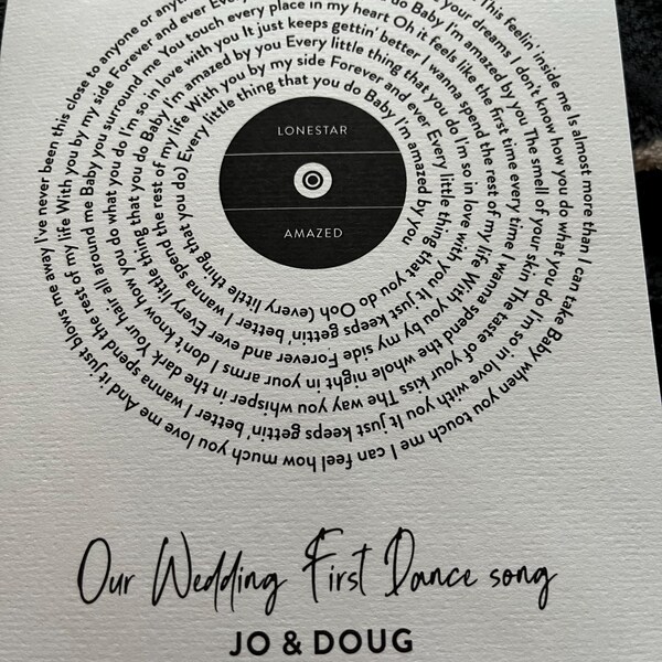 Custom Song Lyric Card: Anniversary, Wedding, Engagement Gift - Etsy