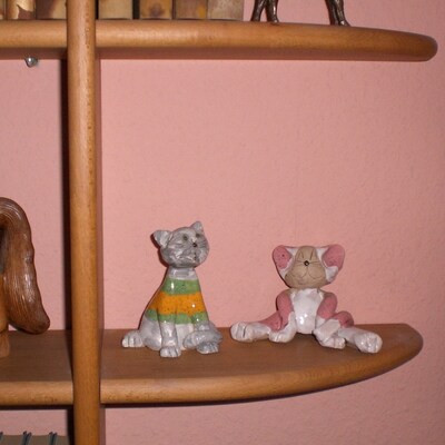 Ceramic Bent Ginger Stripped Cat With Bristle Whiskers Cool Gift for ...