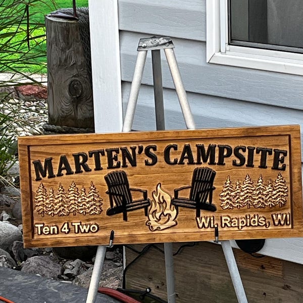 Custom Wood Campfire Sign | Family Name Campsite Sign | Last Name Sign ...