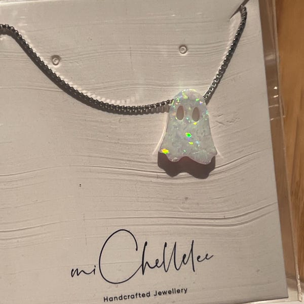 Ghost Opal Necklace, Fire Opal Specter Necklace, White and Black Opal ...