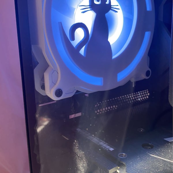 Crescent Moon Cat Gaming Computer Fan Shroud / Grill / Cover - Custom ...