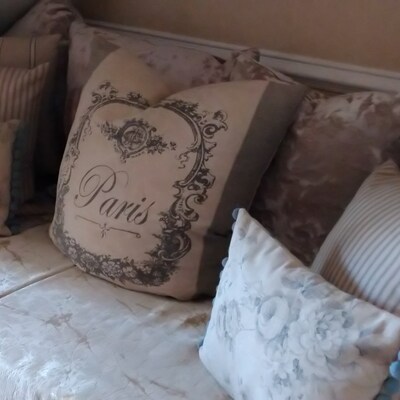 French Rustic Cushion Rectangular Cushion Country Heavy Grain Sack ...