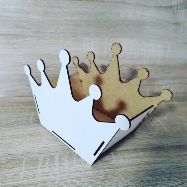 Crown Shaped Box (4 Sizes, 3 Styles) - Laser Cut Files - Svg+dxf+pdf+ai ...