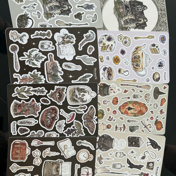 BUNDLE: Dark Cottagecore Sticker Sheets Green Witch Journal Stickers ...