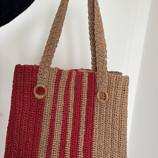 Handmade Paper Yarn Bag,paper Yarn Bag, Large Crochet Tote Bag , ,paper ...