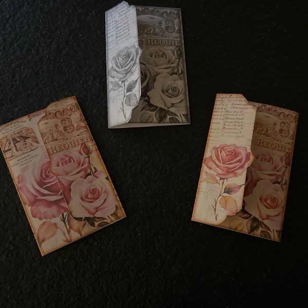 Roses Trifold Folio Junkjournal Kit Vintage DIY Mini Folio Junk Journal Kit Digital Folding ...