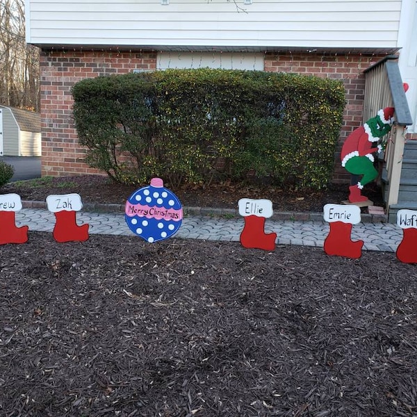 Christmas Yard Art, Christmas Stocking Yard Art, Outdoor Yard Art ...