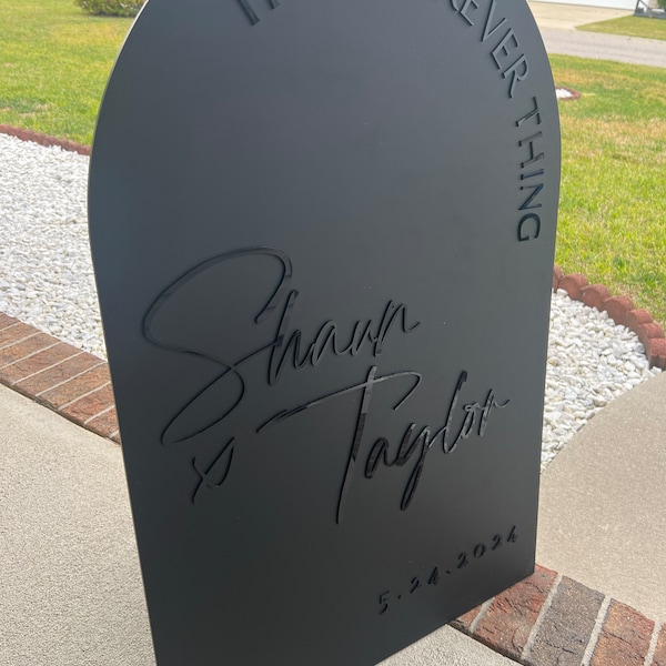 Arched Black Wedding Signs - Matte Black Acrylic Welcome Sign - Wedding ...