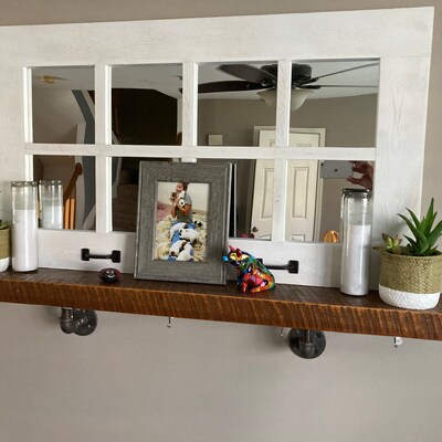 8 Pane Farmhouse Wall Decor Window Mirror Rustic Window Mirror Rustic ...