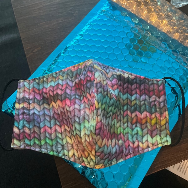 Knit and Purl Yarn Print Reusable Three-ply Face Mask With Pocket for ...