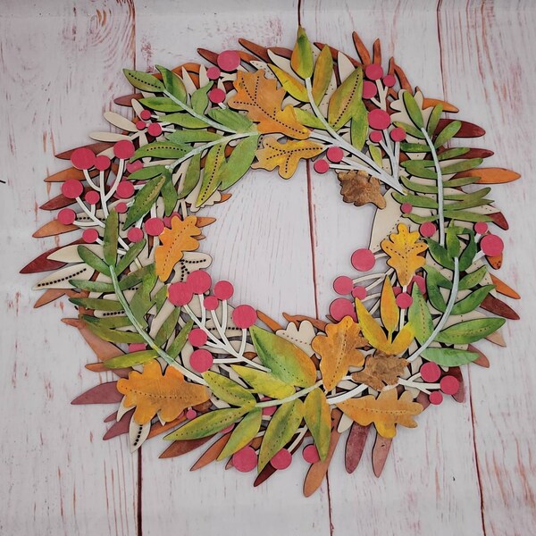 Wreath Svg Fall Wreath Svg Autumn Laser Cut Files Pumpkin Leaves - Etsy