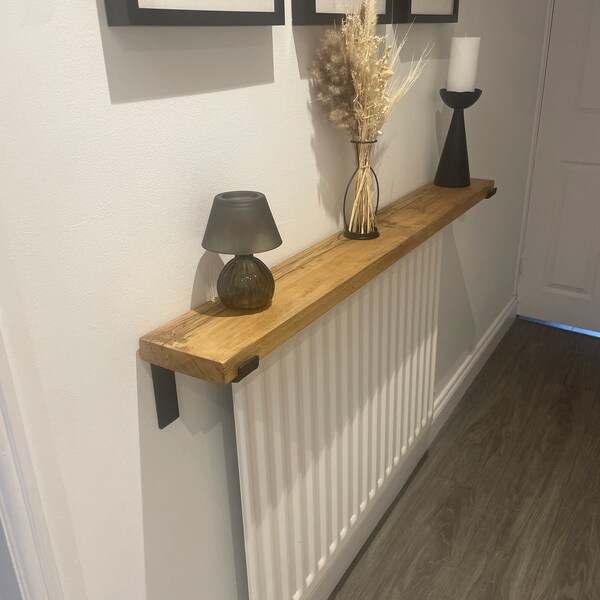 Hand Crafted Rustic Reclaimed Solid Pine Timber Radiator Shelf With ...