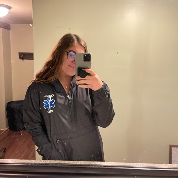 Custom EMT EMS Paramedic Rain Jacket: Charles River Pack-n-go Pullover ...