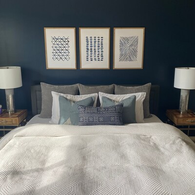 Printable Wall Art Set of 3 Blue Triptych Wall Art INSTANT DOWNLOAD .02 ...