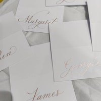 Handwritten Place Names Gold Calligraphy Wedding Place Cards Gold Ink ...