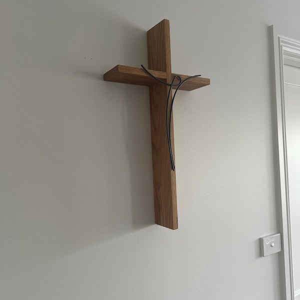 Extra Large Oak Wall Cross With Aluminum Corpus - Handmade Crucifix - Etsy
