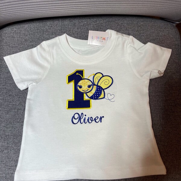 Bumble Bee Applique Birthday Number 1 Machine Embroidery Design Instant ...