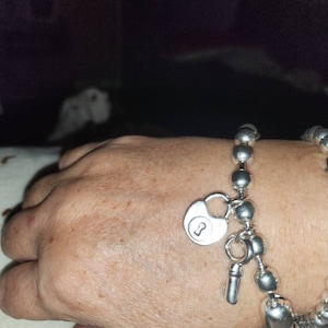 Womens Chunky Padlock and Key Ball Chain Bracelet, Silver Ball Chain ...