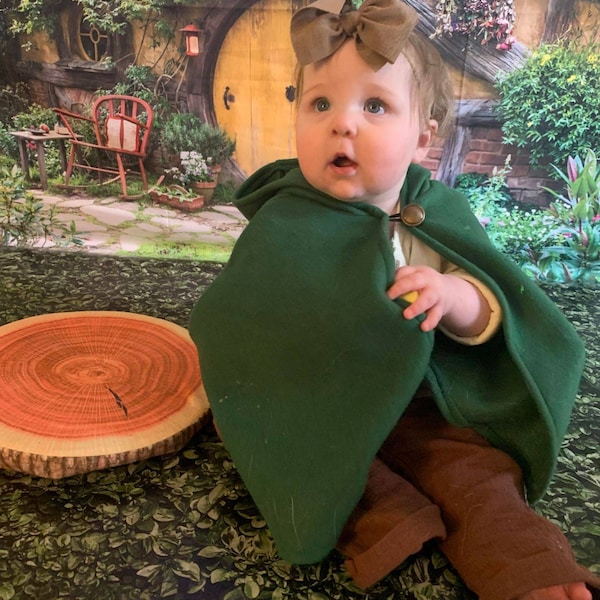 Kids Cloak, Boys Girls Green Hooded Cloak Fleece Elf, Elven, Archer ...