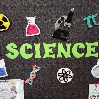 Mad Science Applique Pack Crochet Pattern Only Microscope Beaker Flasks ...