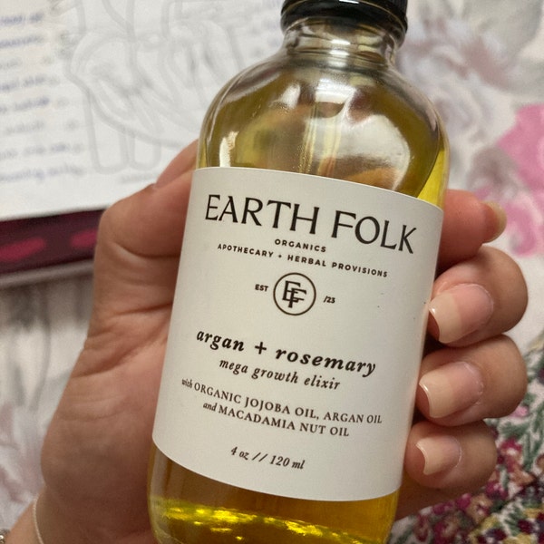 Rosemary Hair Oil - Argan + Rosemary Mega Growth Elixir, Hair Growth ...