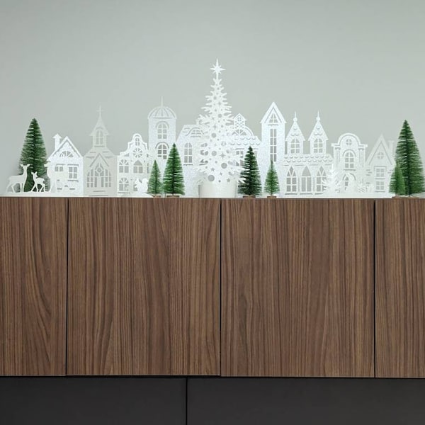 3d Christmas Village Svg Template, Paper Christmas House Svg Cut File ...