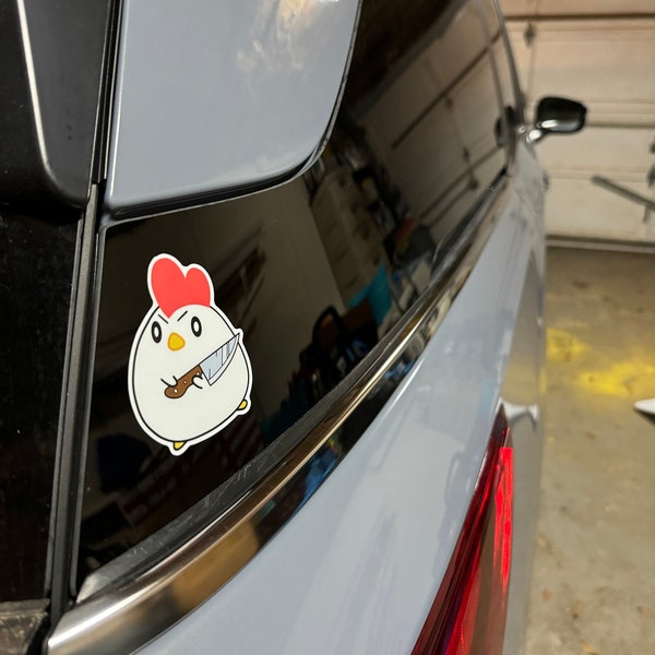 Chicken With a Knife Sticker - Etsy