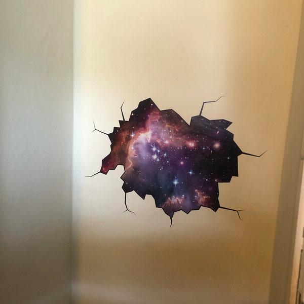 Galaxy Wall Decal Outer Space Sticker Mural Outer Space Cracked Wall ...