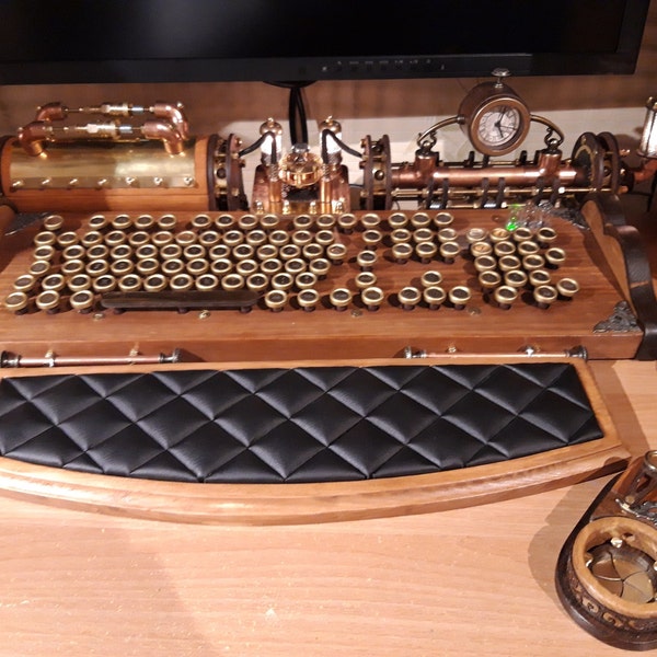 Set of Steampunk neo-victorian, Antique Look Mechanical Keyboard With ...
