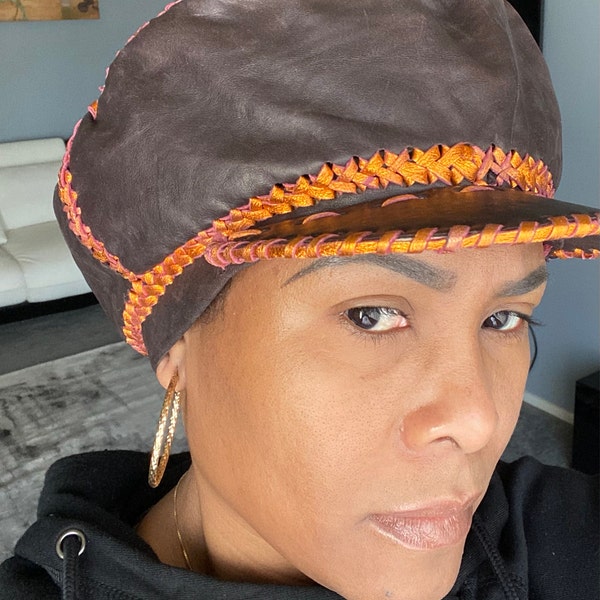 Rasta Leather Tam, Leather Crown for Locs, Dennis Brown Crown, Rasta ...