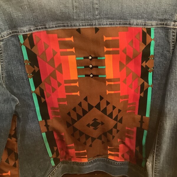 Juniors Size XL Bright Aztec Jean Jacket - Etsy