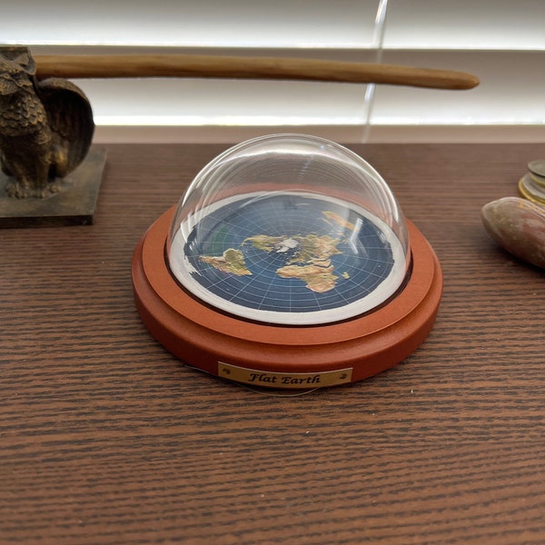 Flat Earth Map Dome Display Model - Wood Base, Acrylic Dome, Gift - Etsy