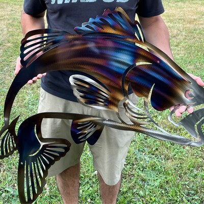 Large Mouth Bass Fish Metal Wall Art Sculpture Cabin Art - Etsy