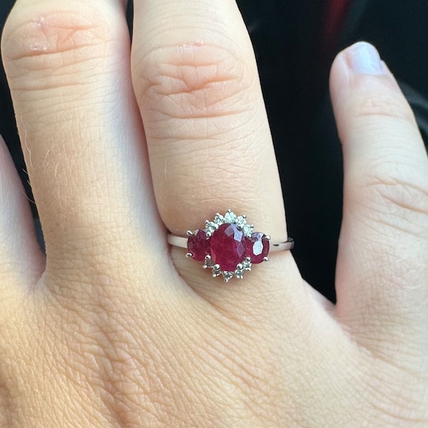 Natural Octagon Ruby Ring, Men's Ring in 14K White Gold, Men's ...