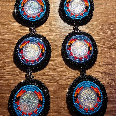 Assorted Set of 4 Pair of Cabochons/acrylic Centers/native - Etsy