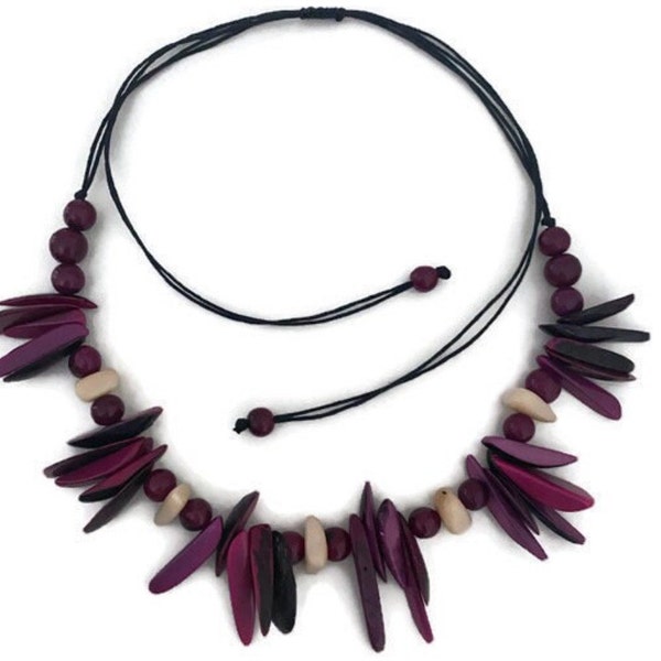 Burgundy Tagua Nut Earrings TAG290, Organic Vegetable Ivory Earrings in ...