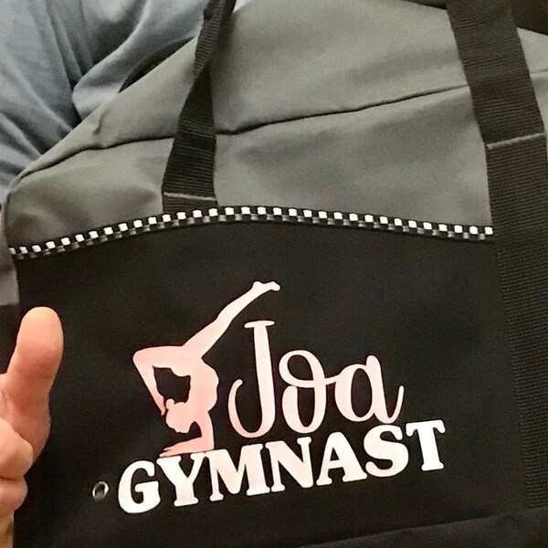 Personalized Gymnast Bag, Gymnastics Bag, Custom Duffle Bag, Grey ...
