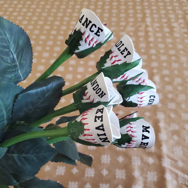 Blooming Softball Long Stem Rose With or Without Customized Print Added ...