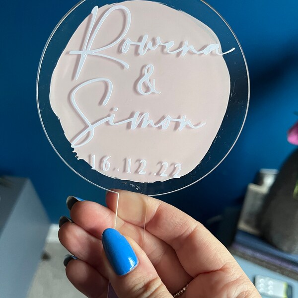 Acrylic Wedding Cake Topper, Perspex Acrylic Cake Topper, Personalised ...
