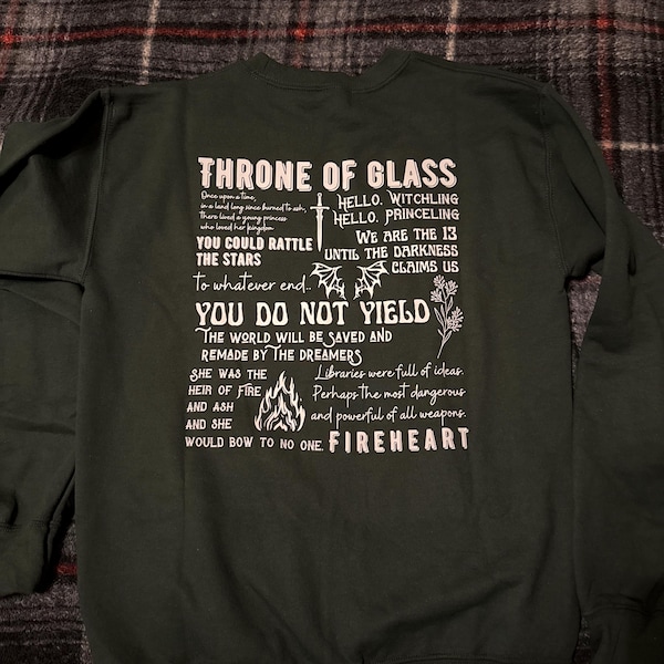 Throne of Glass Sweatshirt, OFFICIALLY LICENSED Sarah J Maas Merch TOG ...