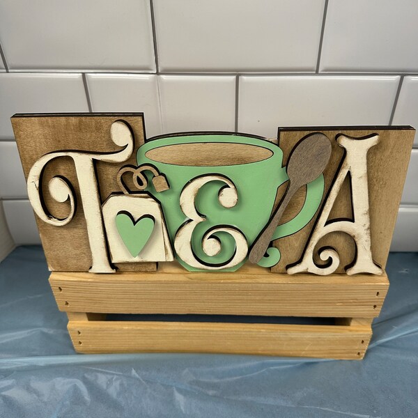 Tea Word Block SVG | Word Block SVG | SVG File | Laser Cut File ...