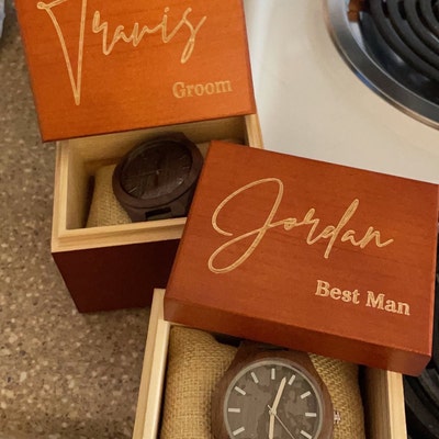 Groomsmen Watch, Personalized Walnut Wooden Watch, Groomsmen Proposal ...